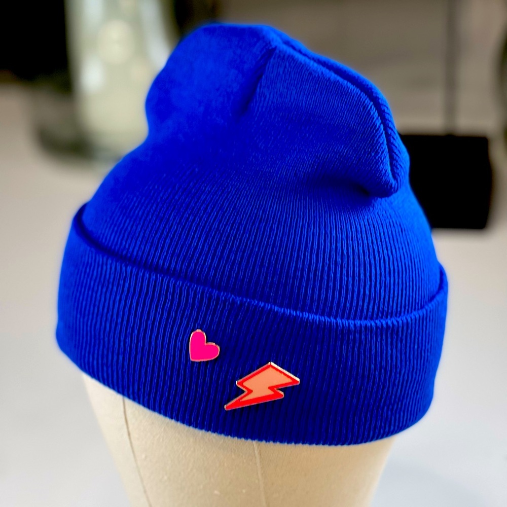Royal Blue Love Surge Luxury Wool Skullcap W/Heart An… - Gem
